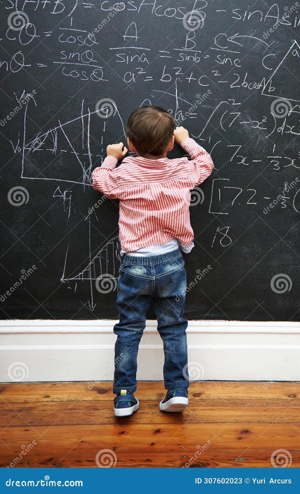Math, Blackboard and Child Writing in School for Learning, Development ...