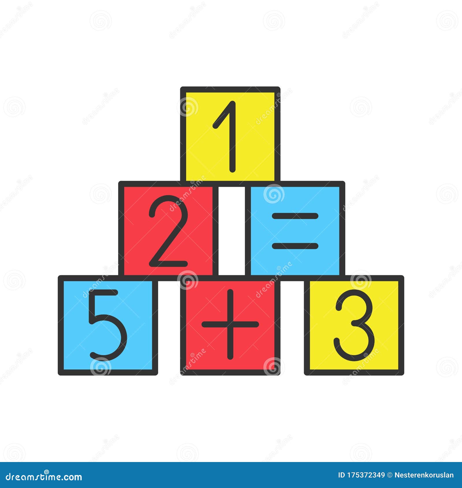 Math blocks color icon stock vector. Illustration of isolated - 175372349