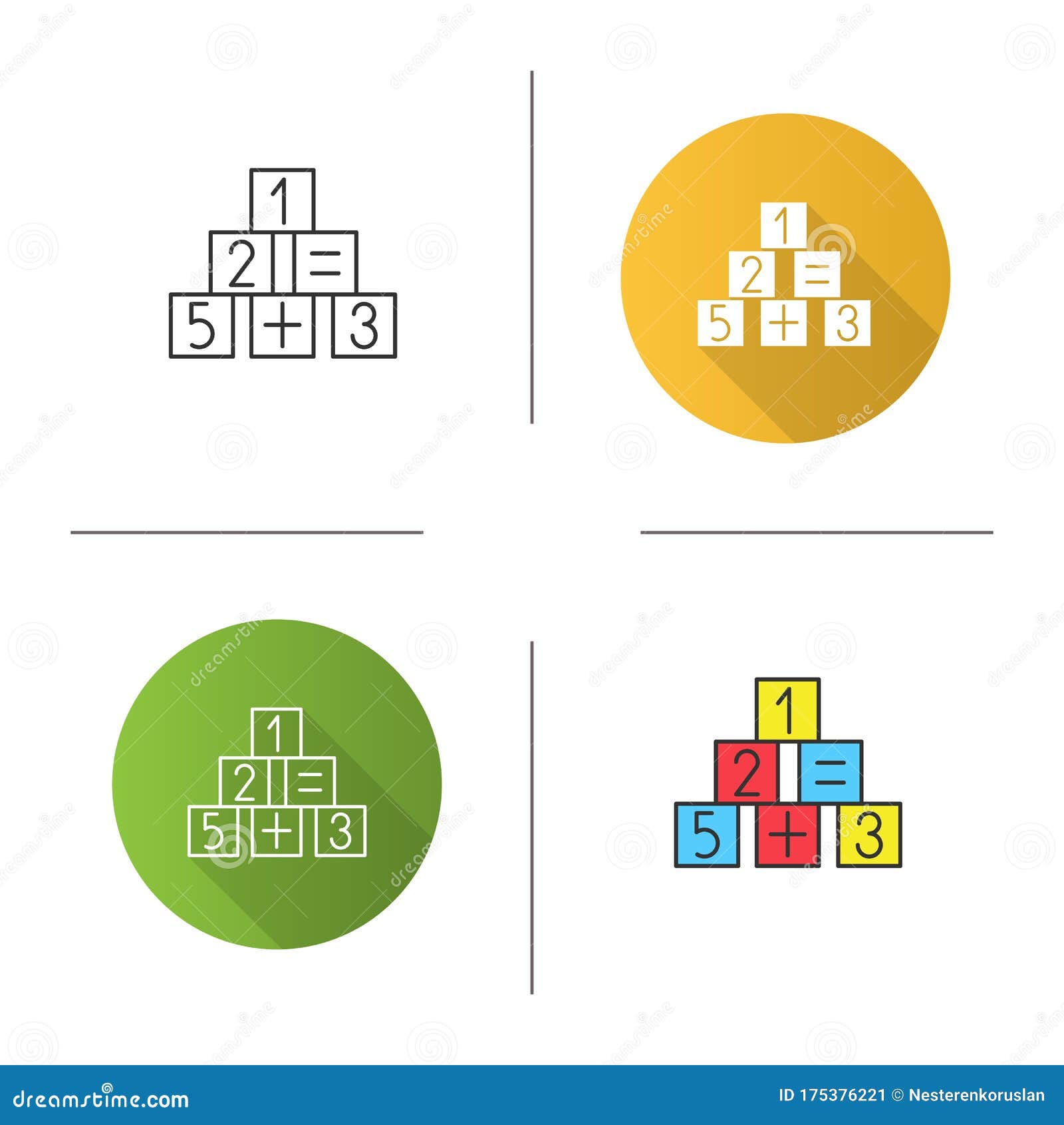 Math blocks icon stock vector. Illustration of game - 175376221