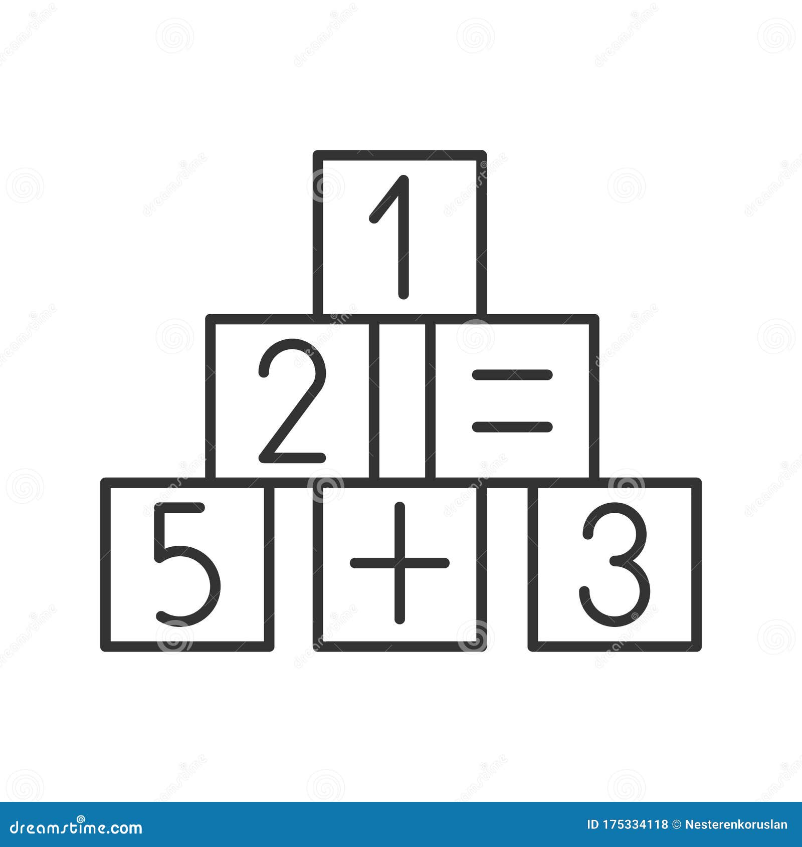 Math Blocks Linear Icon Stock Vector Illustration Of Cubic 175334118