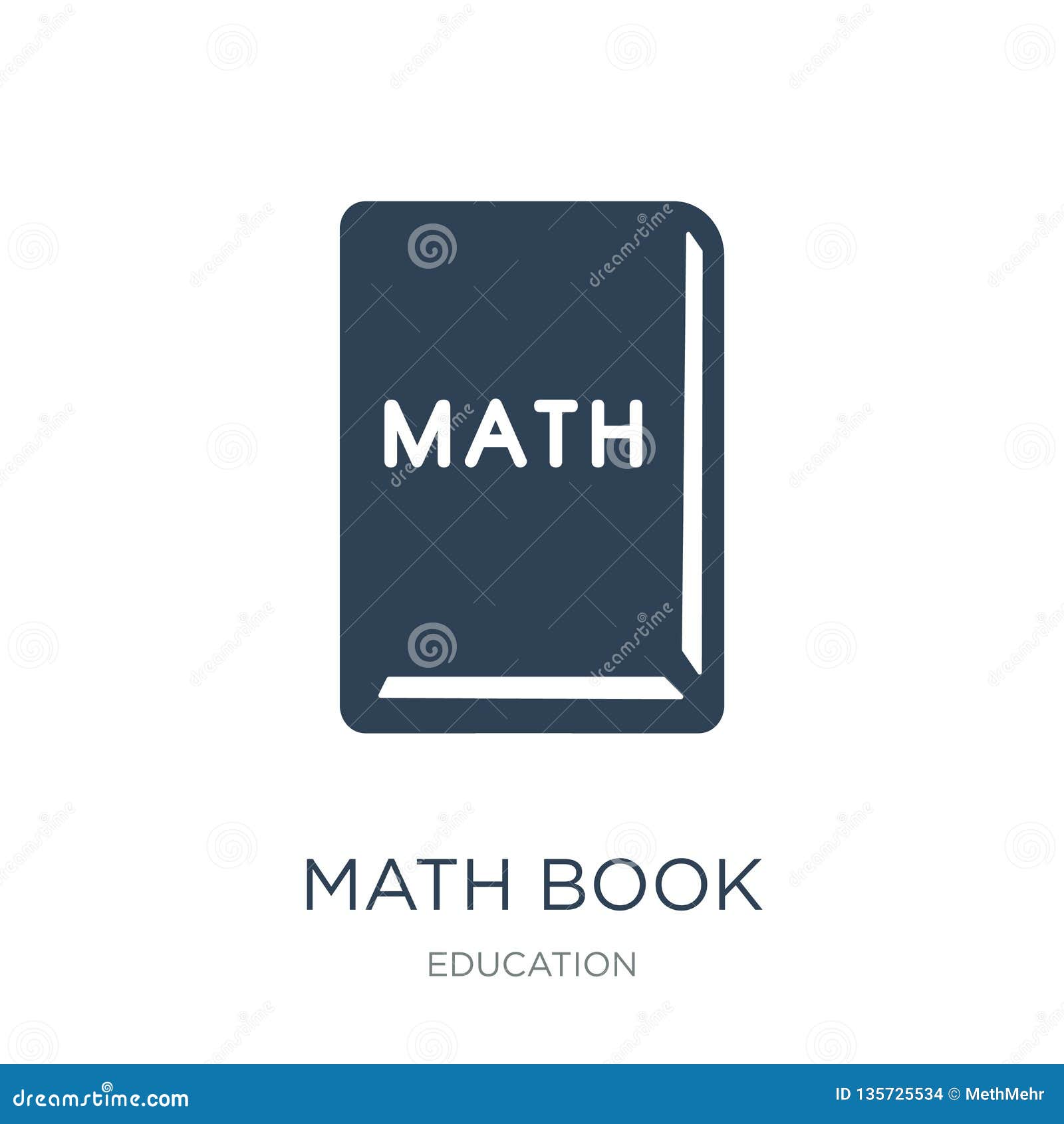 Math Book Icon in Trendy Design Style. Math Book Icon Isolated on White ...