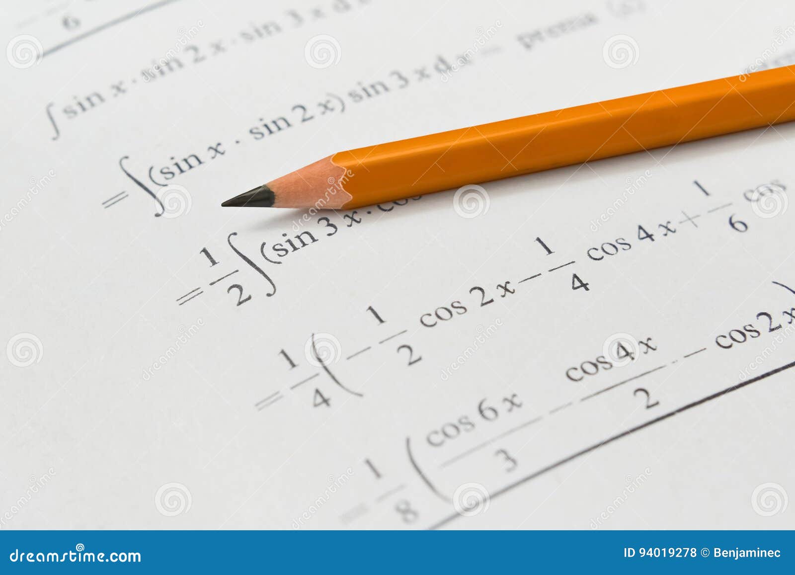 Math book and pencil stock photo. Image of scientific - 94019278