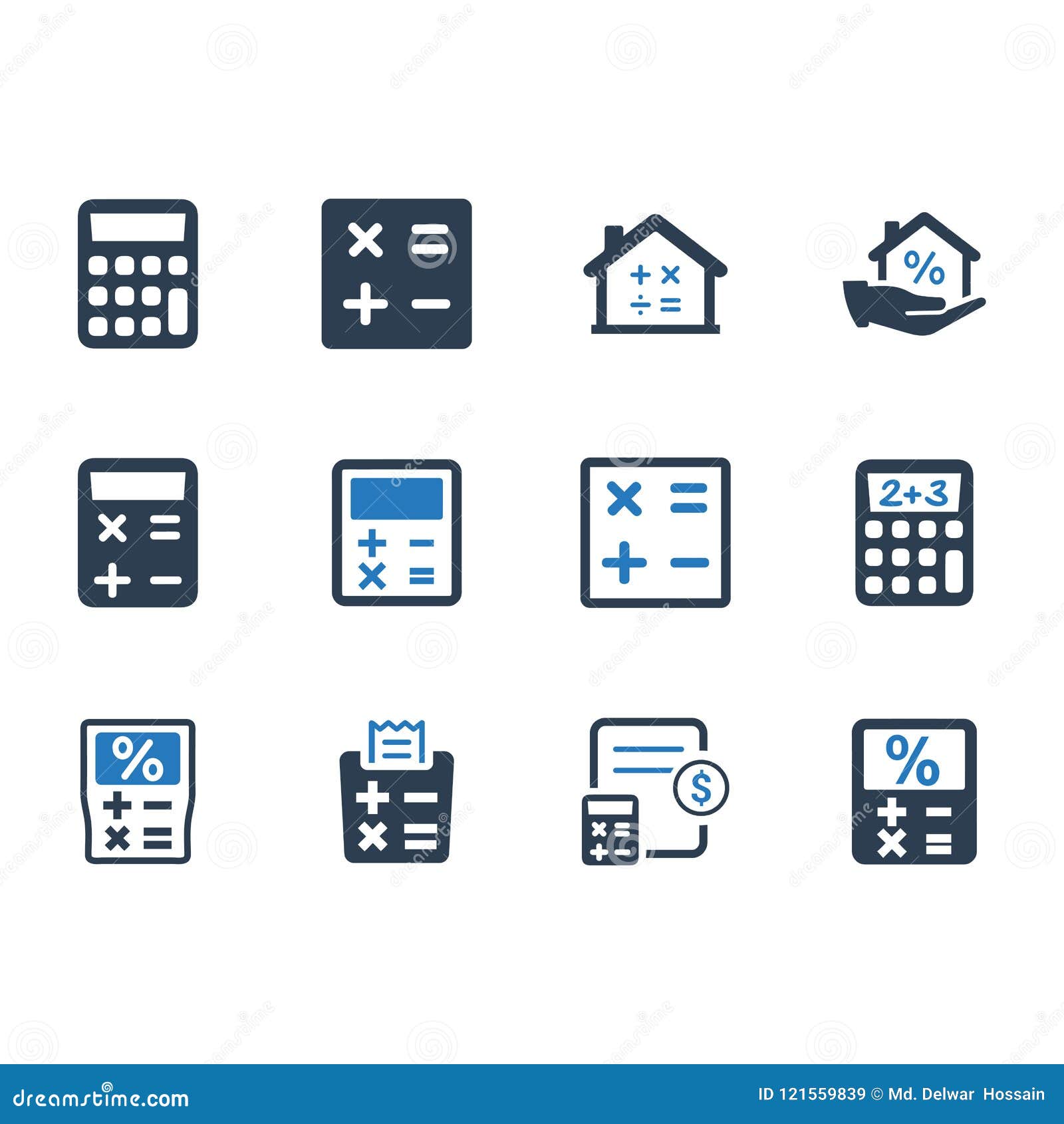 Math & Calculation Icons - Blue Version Stock Vector - Illustration of ...