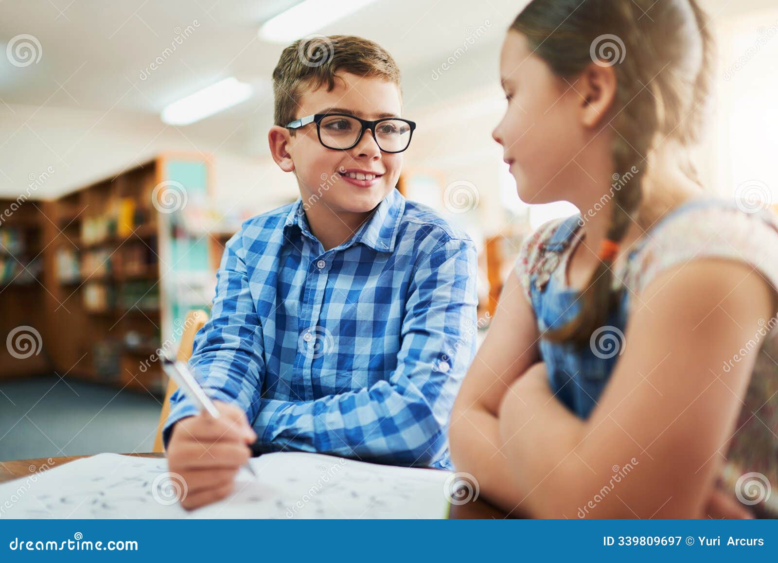 Math, Children or Students with Smile in Library for Education, Child ...