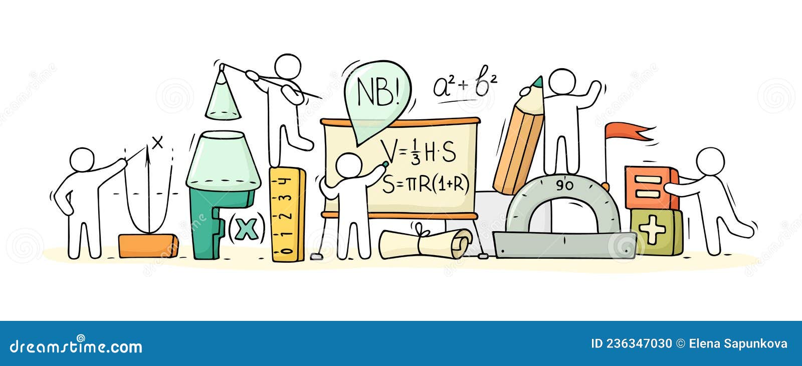 Math Ckass with Working Little People Stock Vector - Illustration of ...