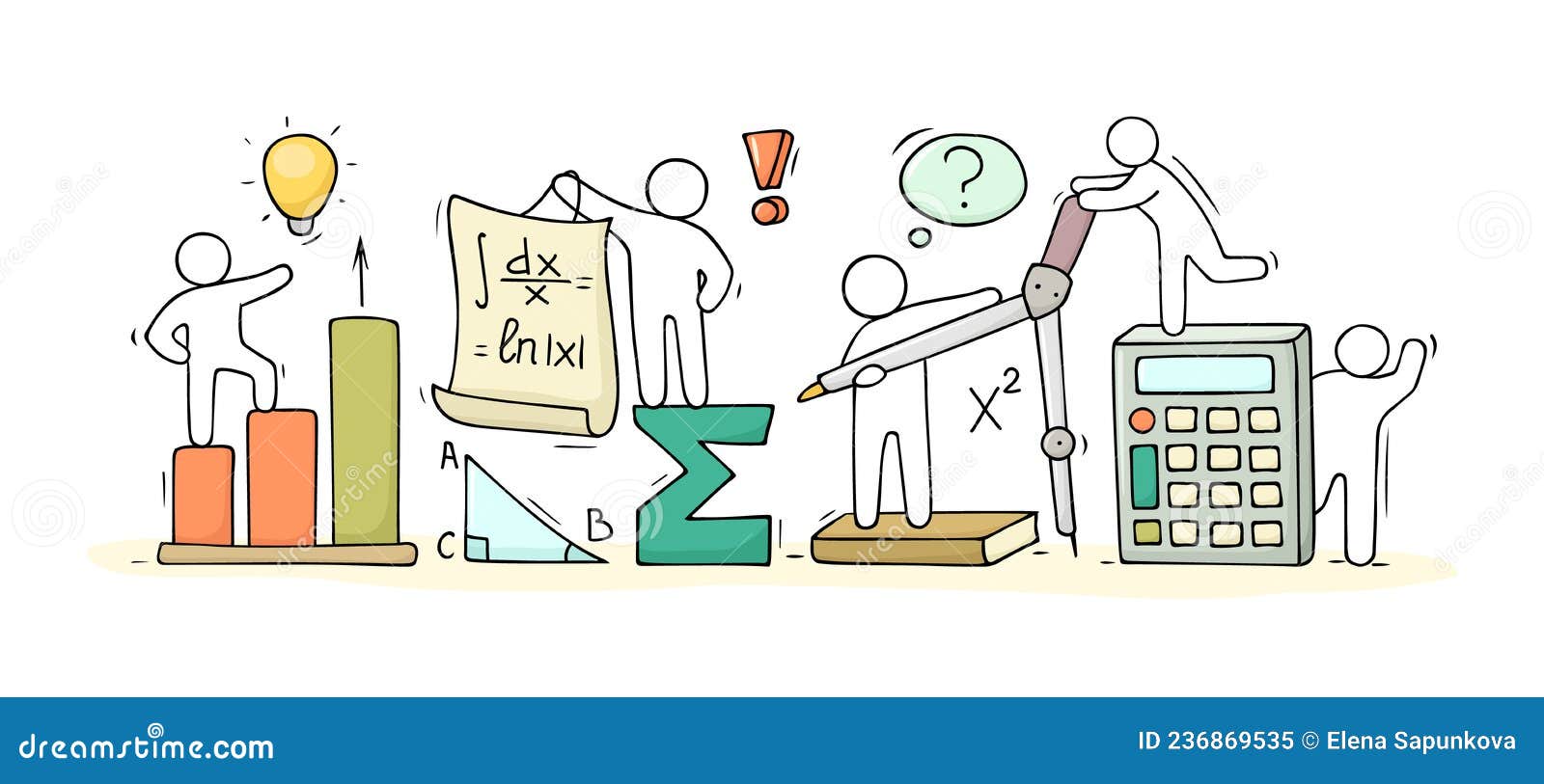 Math Ckass with Working Little People Stock Vector - Illustration of ...