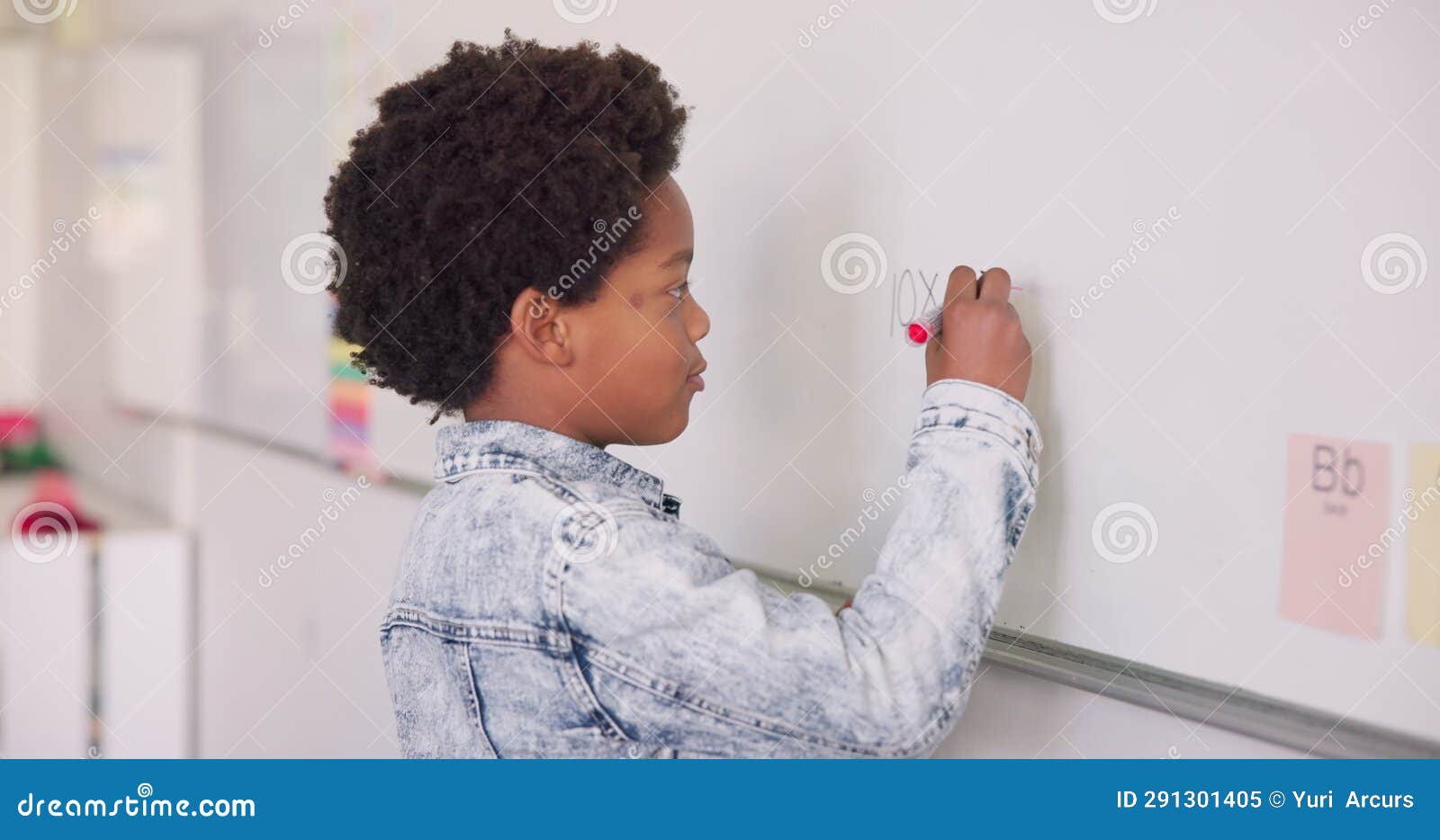 Math Class, Child at Writing on Board for Education, Learning and ...