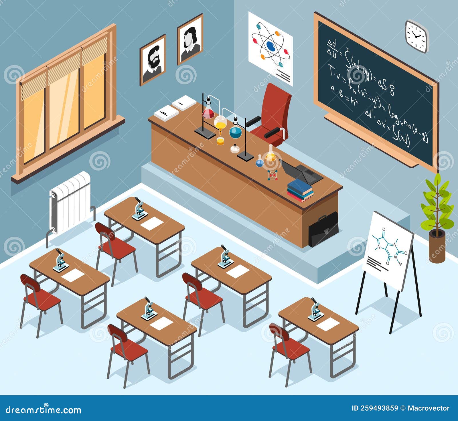 Math Class Interior Composition Stock Vector - Illustration of study ...