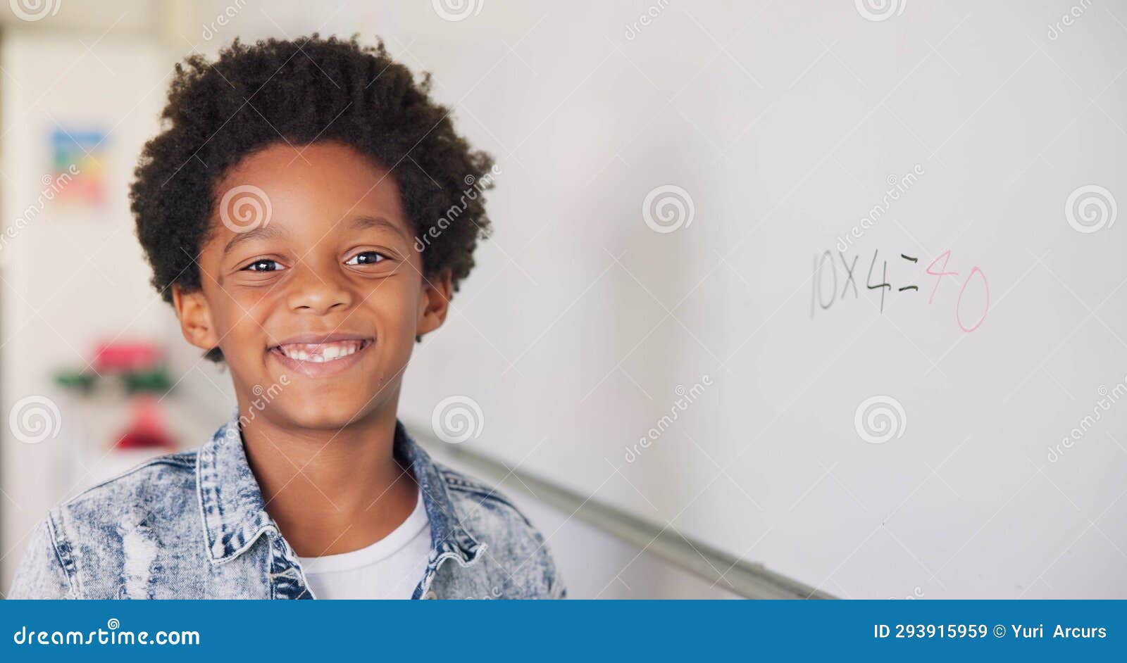 Math Class, Portrait of Child at Board for Education, Learning and ...