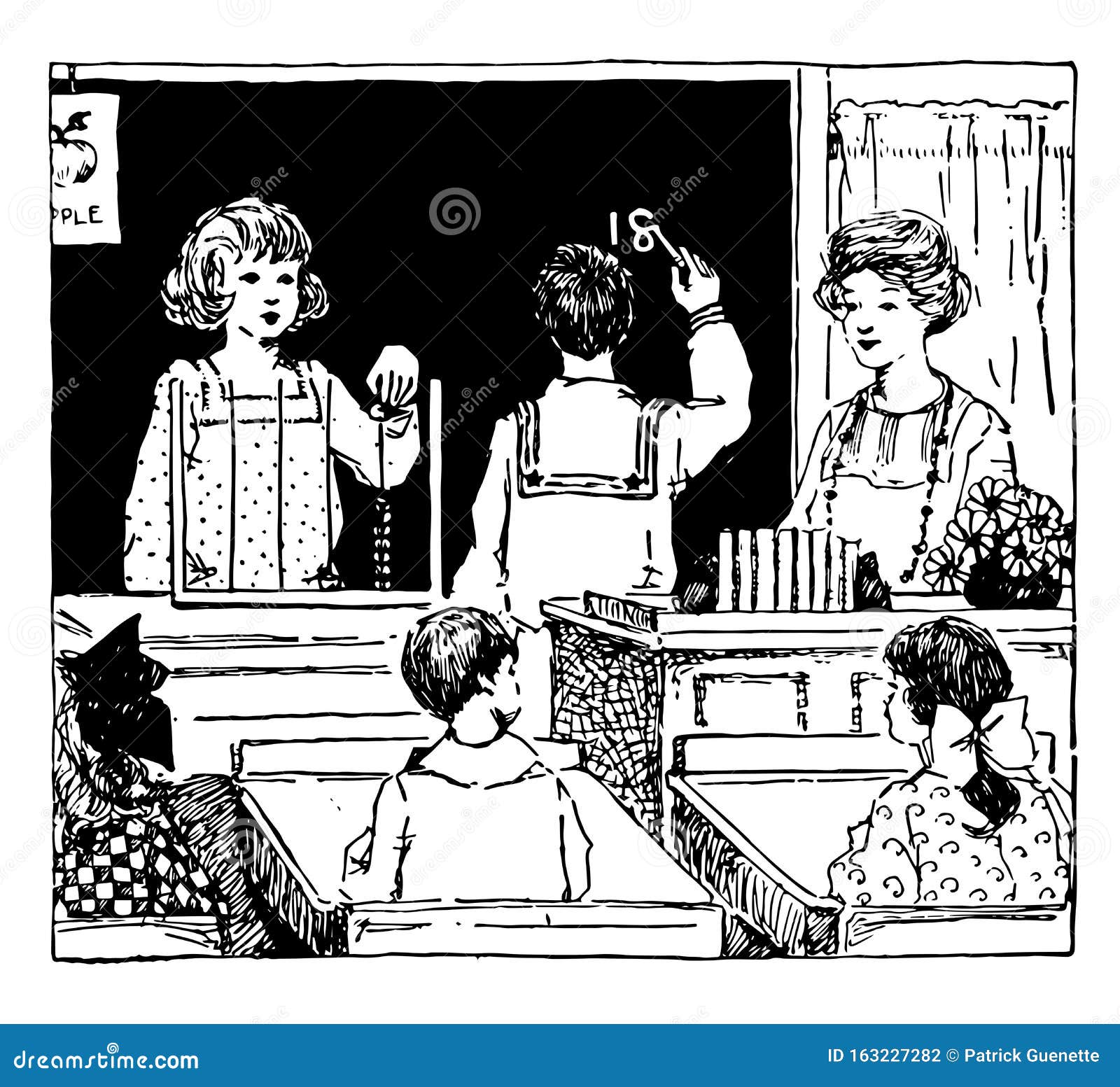 Math Class or Math Problems, Vintage Engraving Stock Vector ...