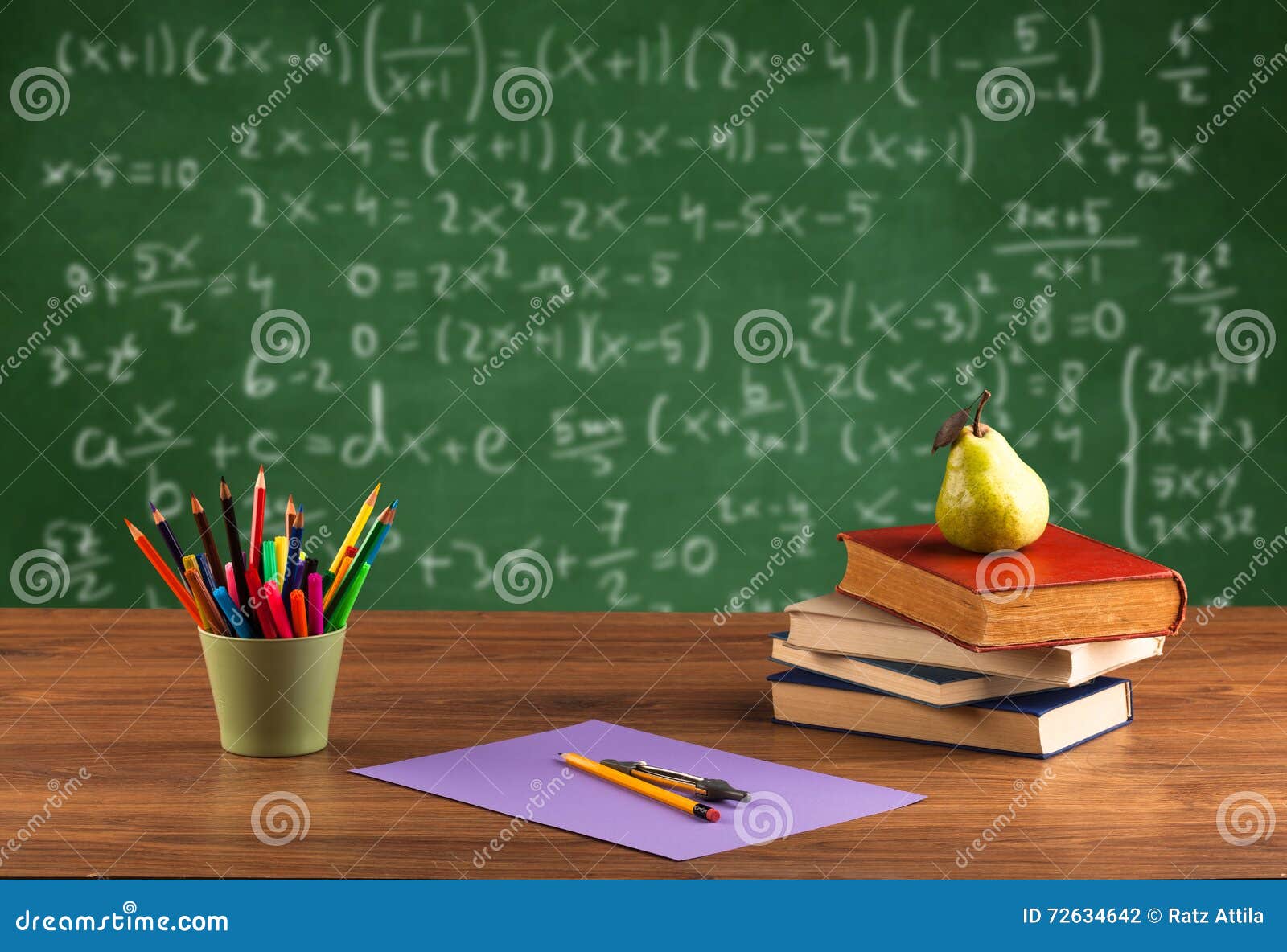 Math Class from Student School Desk Stock Photo - Image of board ...