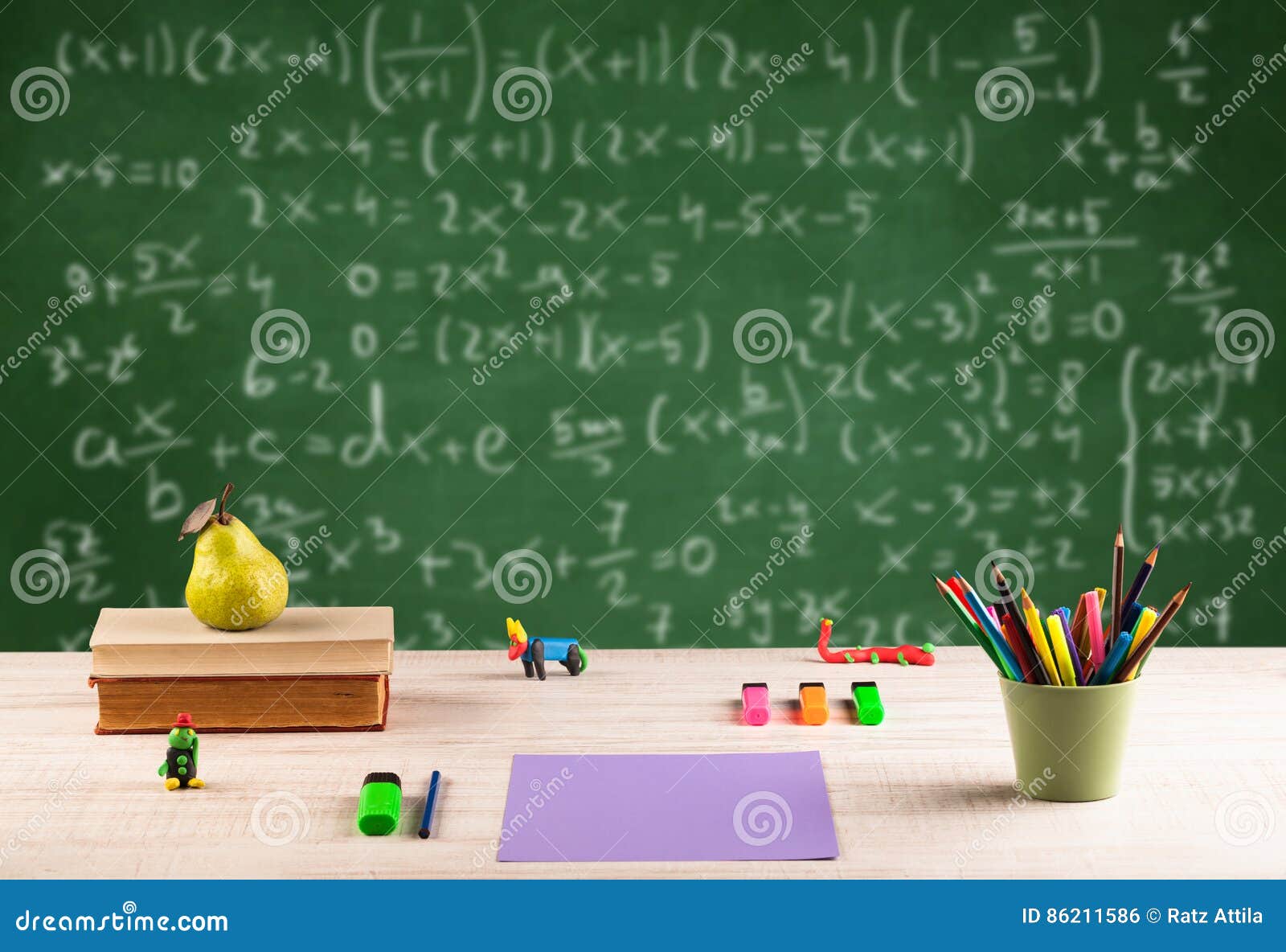 Math Class from Student School Desk Stock Photo - Image of board ...