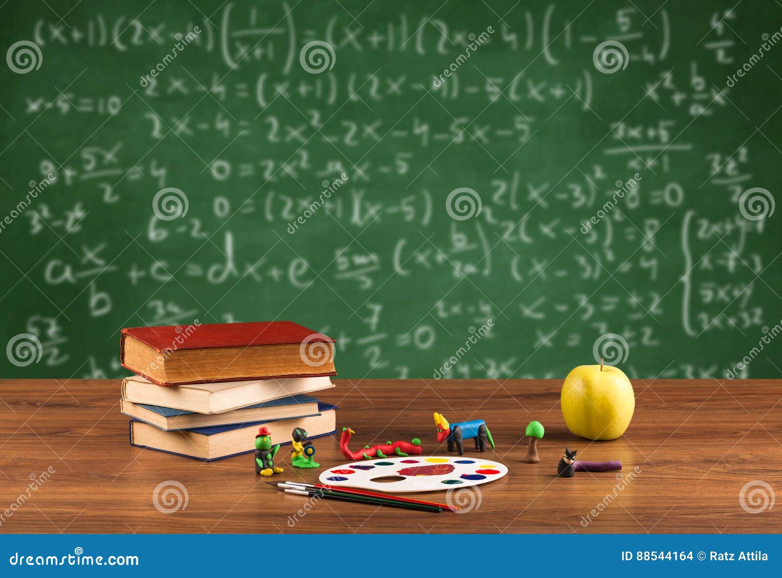 Math Class from Student School Desk Stock Photo - Image of blackboard ...