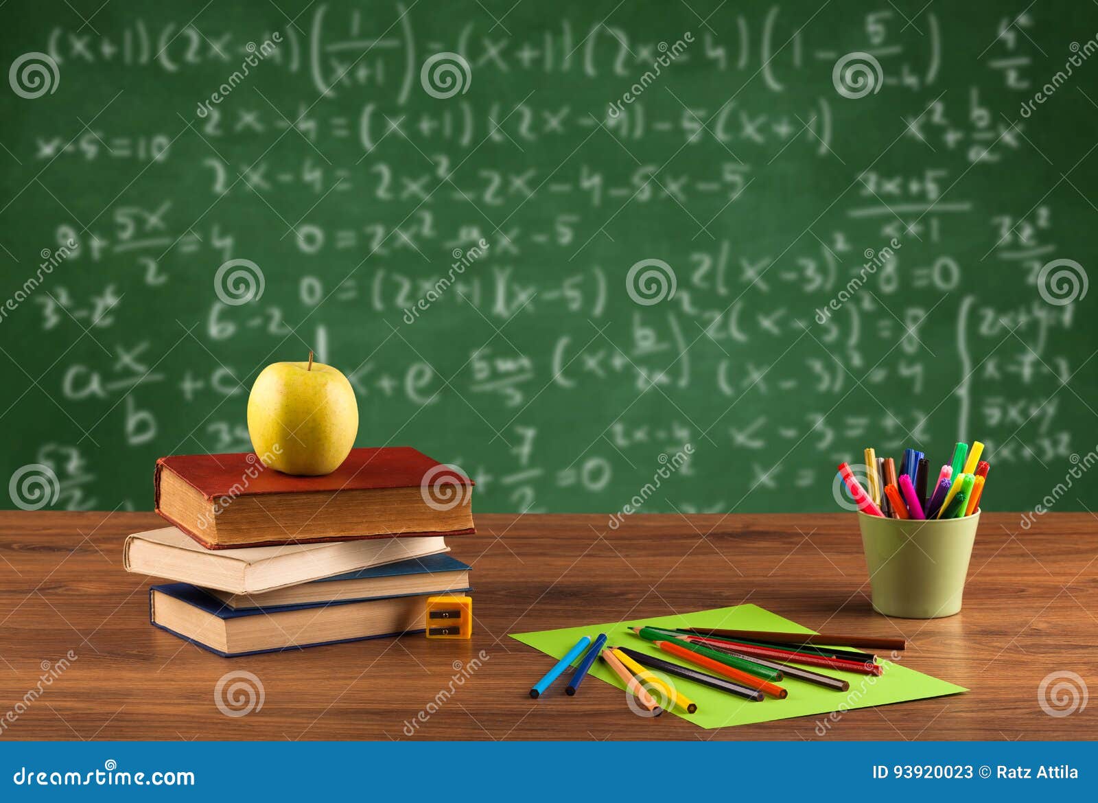 Math Class from Student School Desk Stock Image - Image of board ...