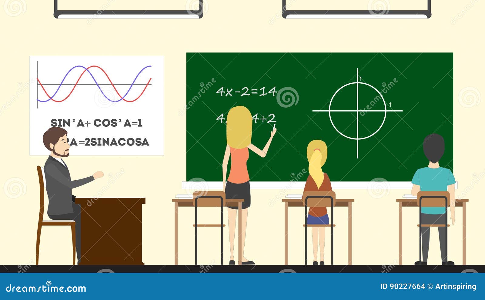 Math in class. stock vector. Illustration of room, class - 90227664