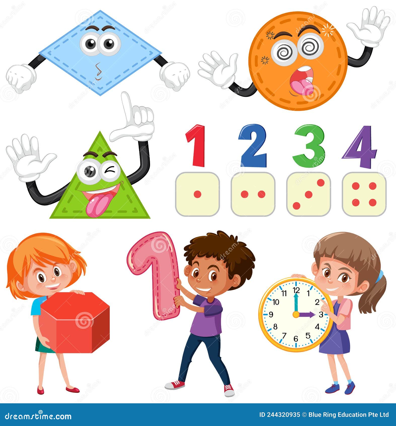 Math Classroom Objects with Supplies and Students Stock Vector ...