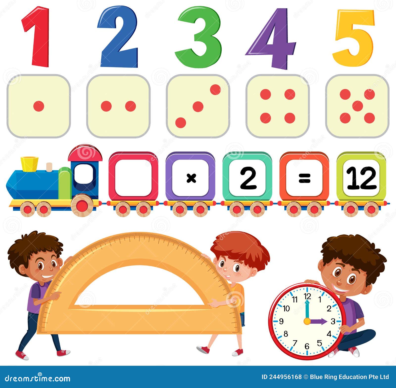 Math Classroom Objects with Supplies and Students Stock Vector ...