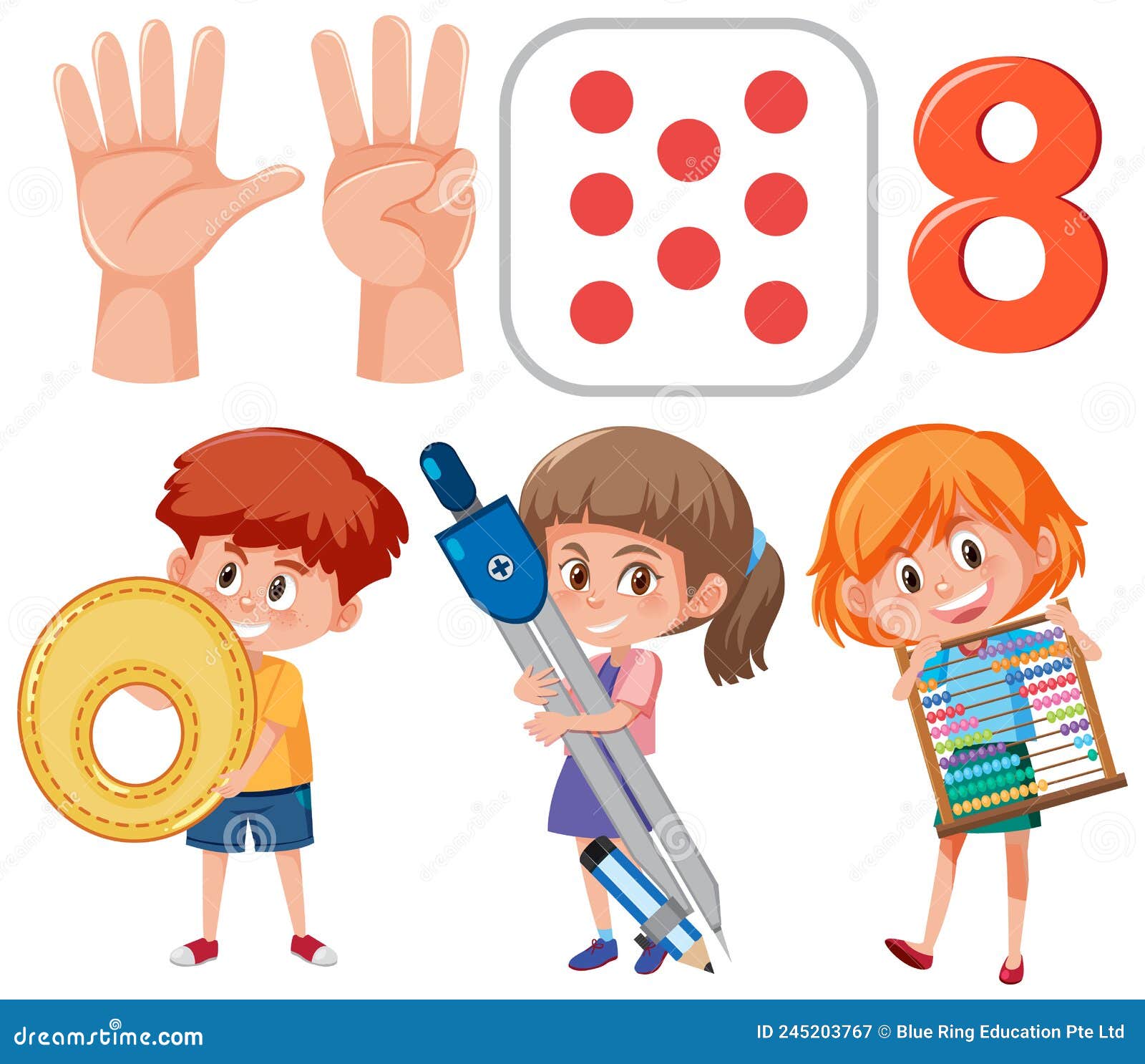 Math Classroom Objects with Supplies and Students Stock Vector ...