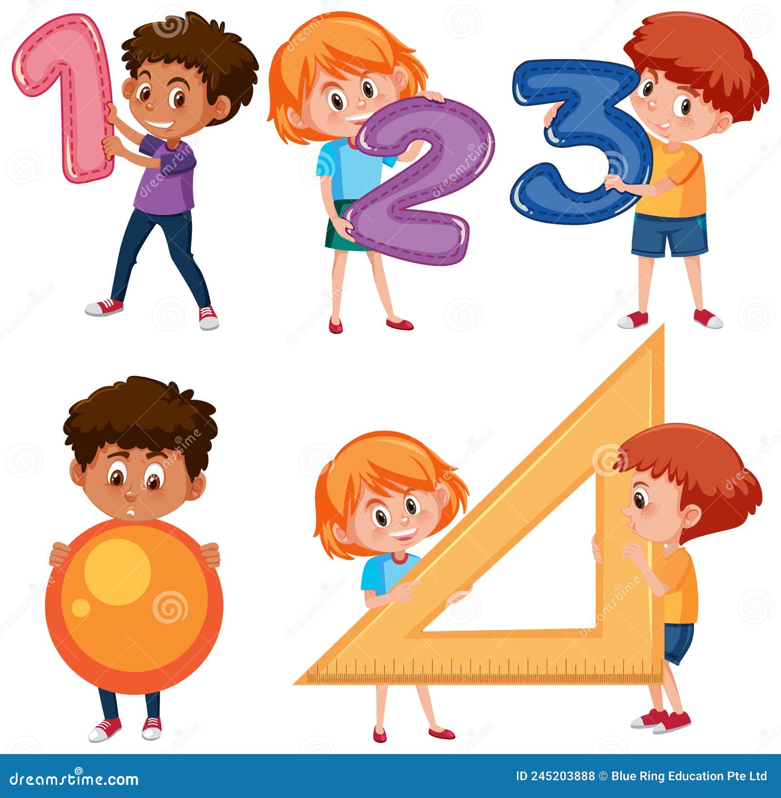 Math Classroom Objects with Supplies and Students Stock Vector ...