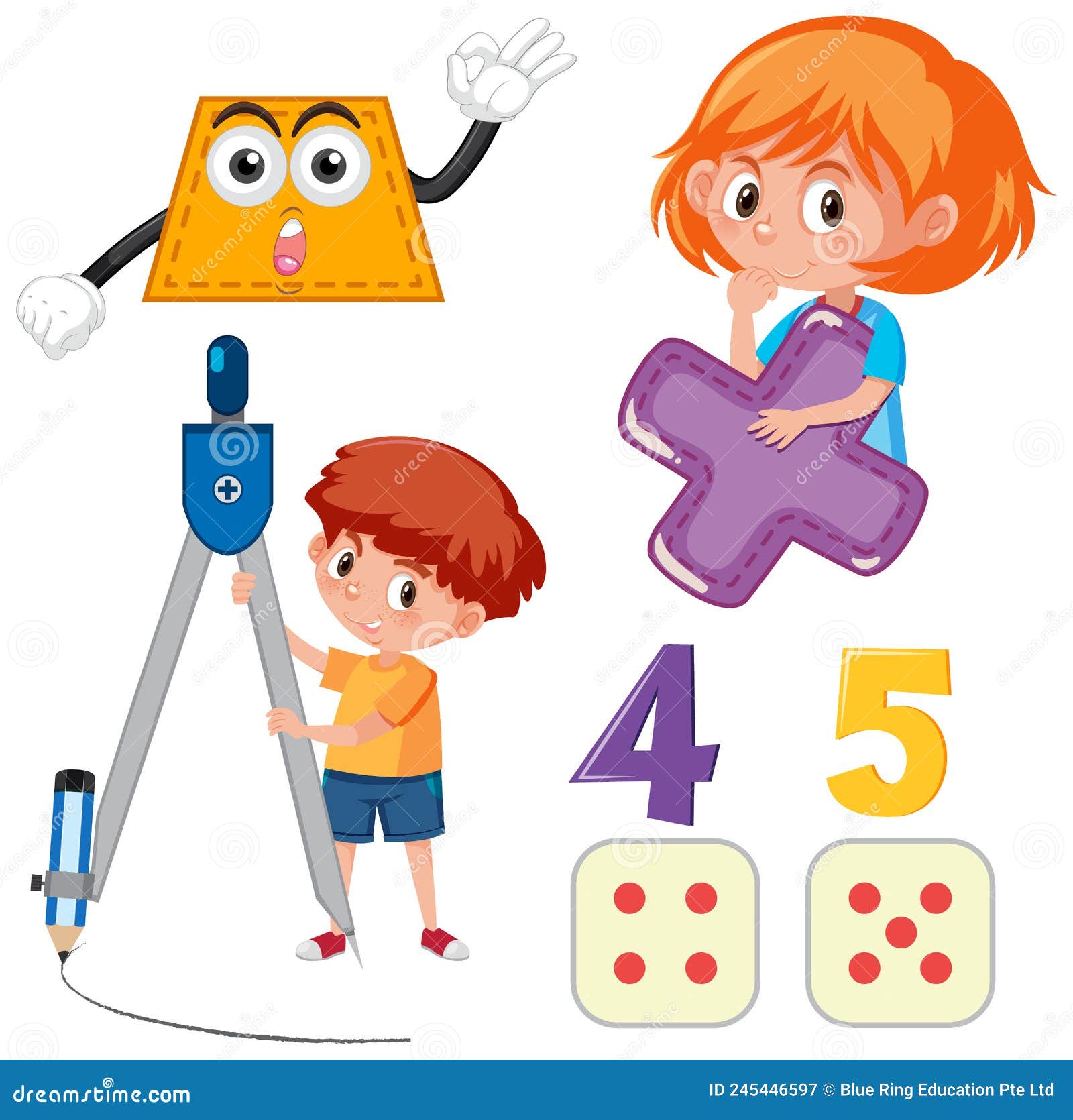 Math Classroom Objects with Supplies and Students Stock Vector ...