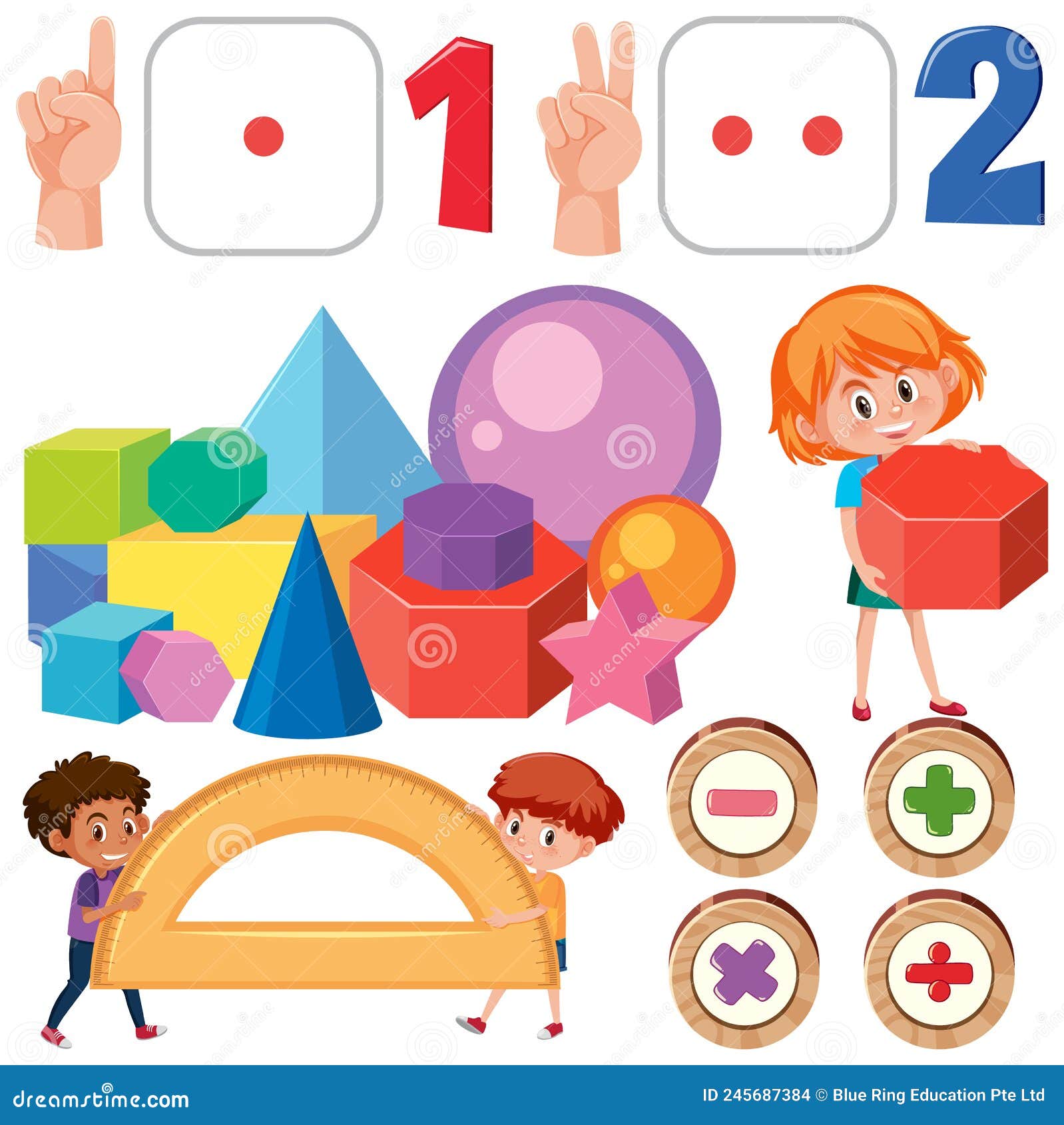 Math Classroom Objects with Supplies and Students Stock Vector ...