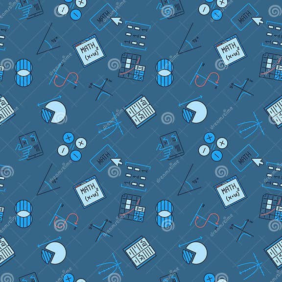 Math Colored Seamless Pattern. Mathematics and Science Vector ...