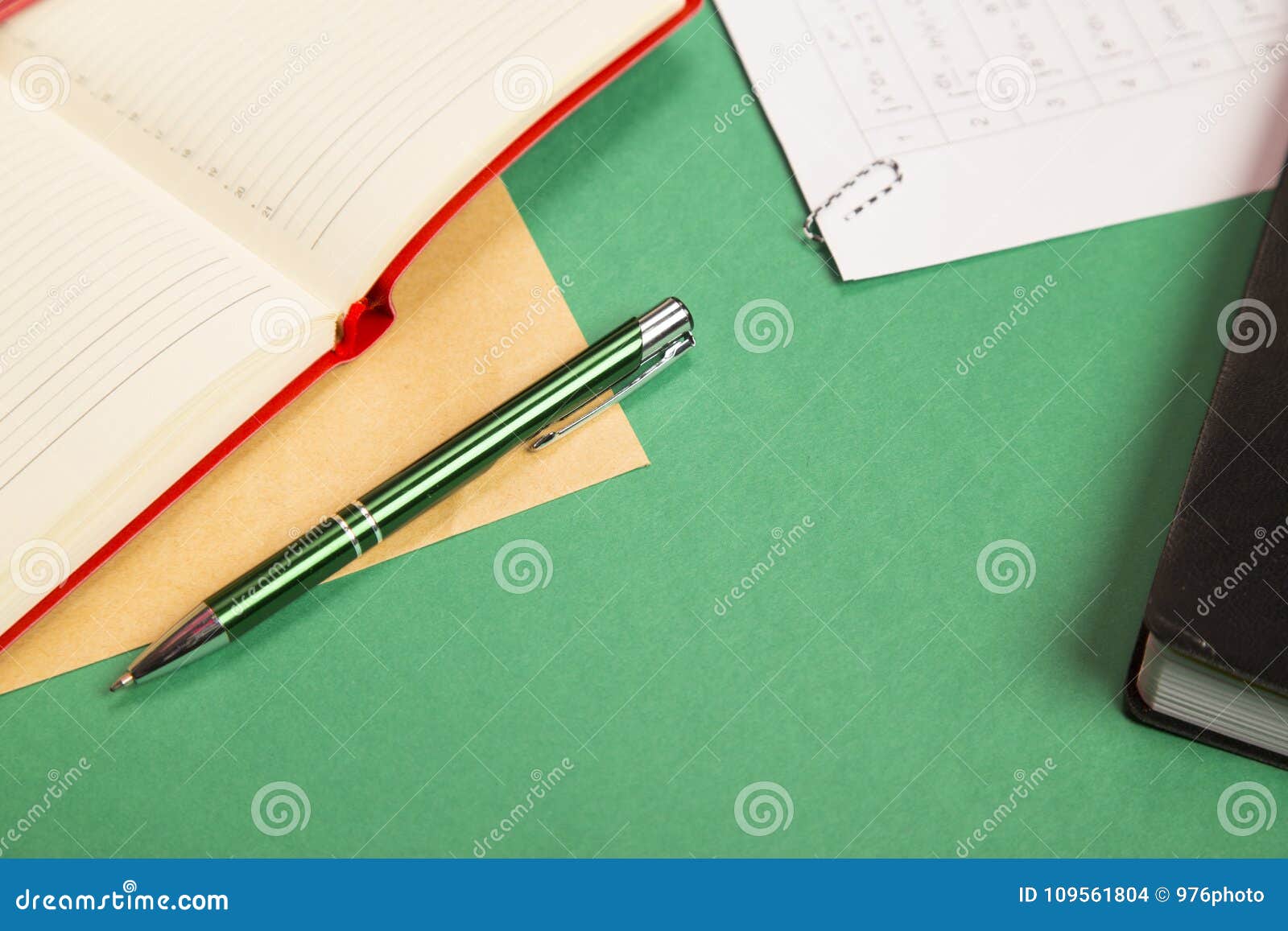Math Concept on Green Paper Background Stock Photo - Image of measure ...