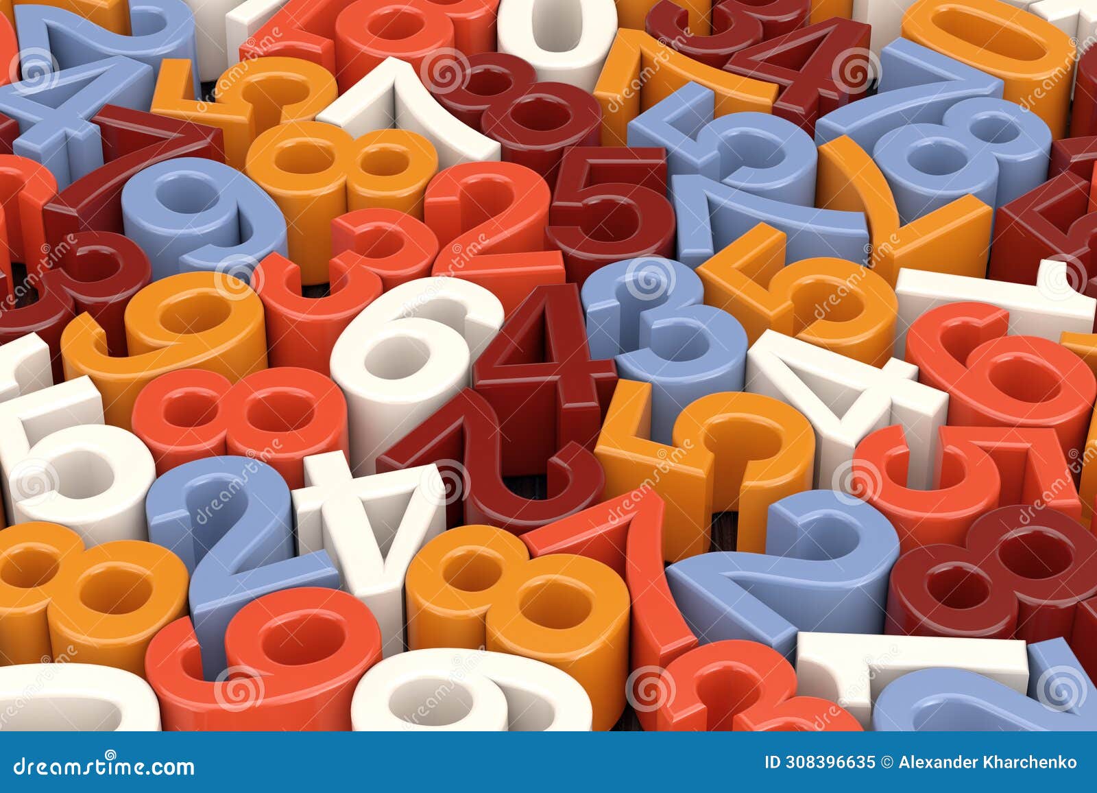 Math Concept. Pile of Colorful Plastic Numbers. 3d Rendering Stock ...