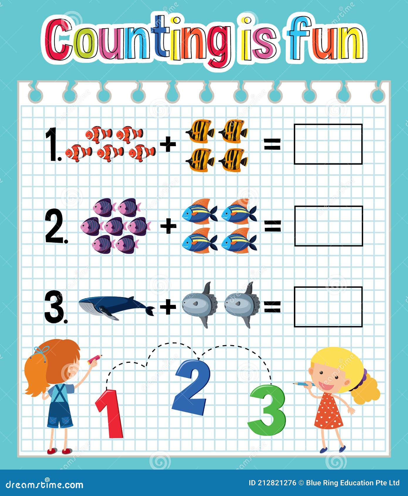 Math Count Number Worksheet Stock Vector - Illustration of learning ...