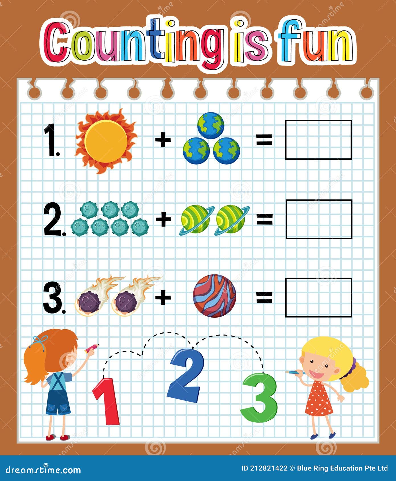 Math Count Number Worksheet Stock Vector - Illustration of counting ...