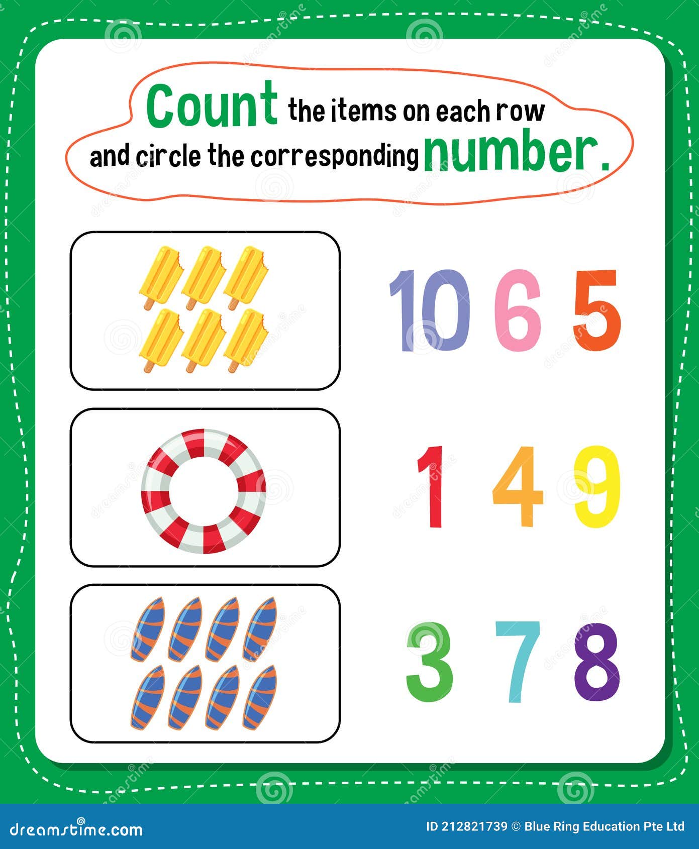 Math Count Number Worksheet Stock Vector - Illustration of human ...