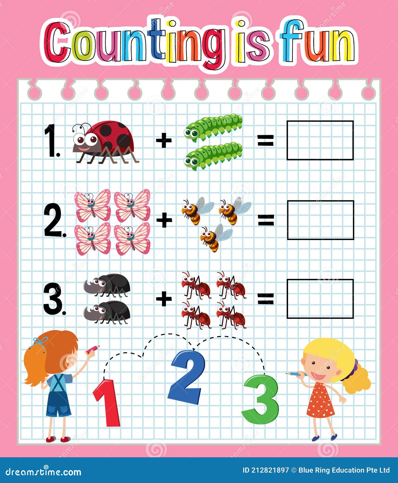 Math Count Number Worksheet Stock Vector - Illustration of learning ...