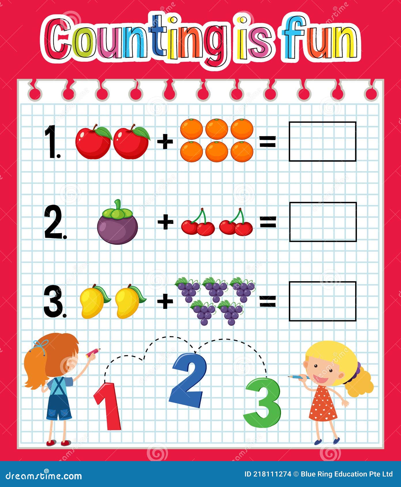 Math Count Number Worksheet Stock Vector - Illustration of mathematics ...