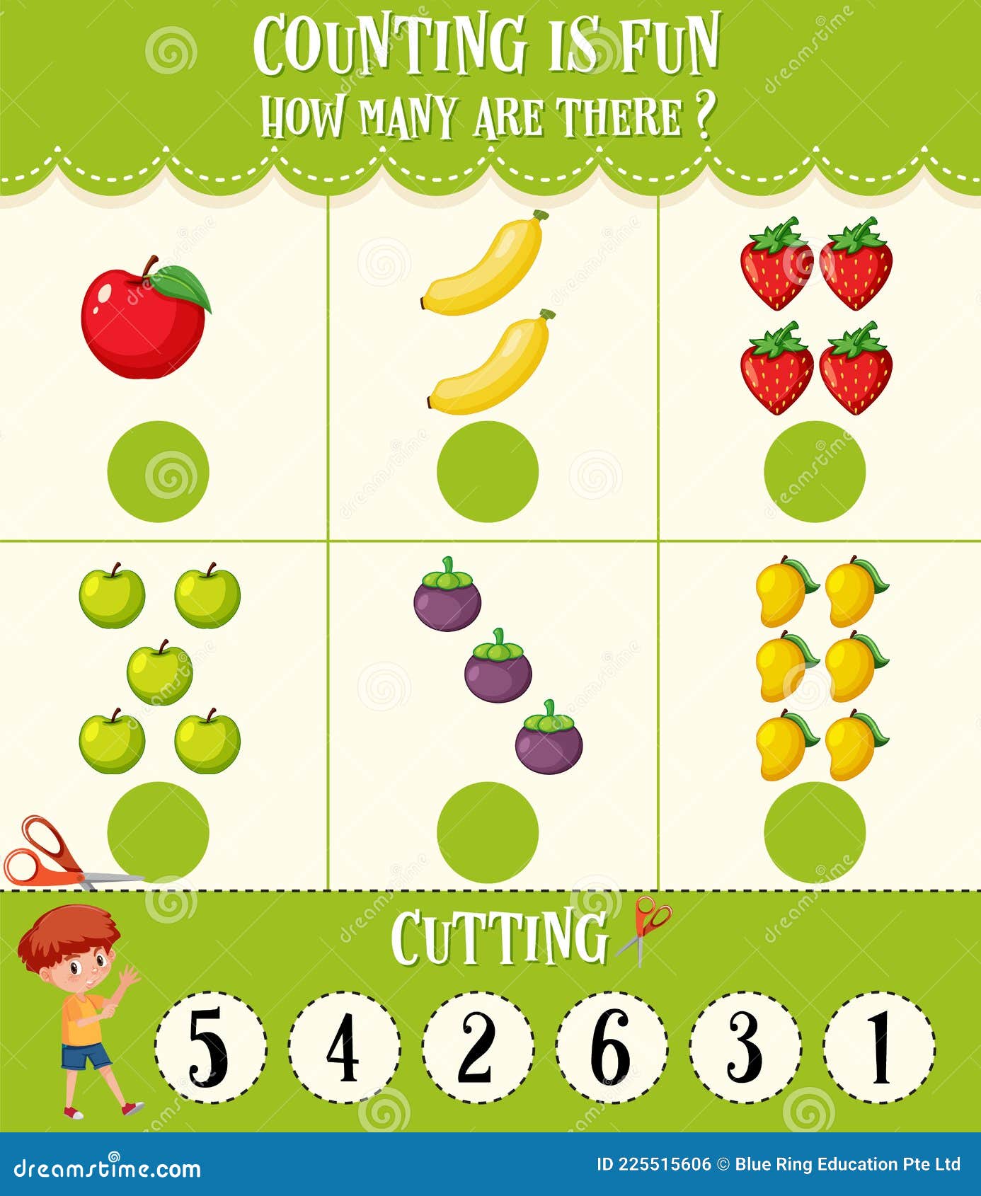 Math Count Number Worksheet Stock Vector - Illustration of grade ...