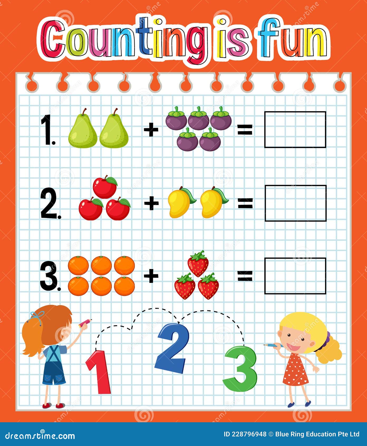 Math Count Number Worksheet Stock Vector - Illustration of homework ...