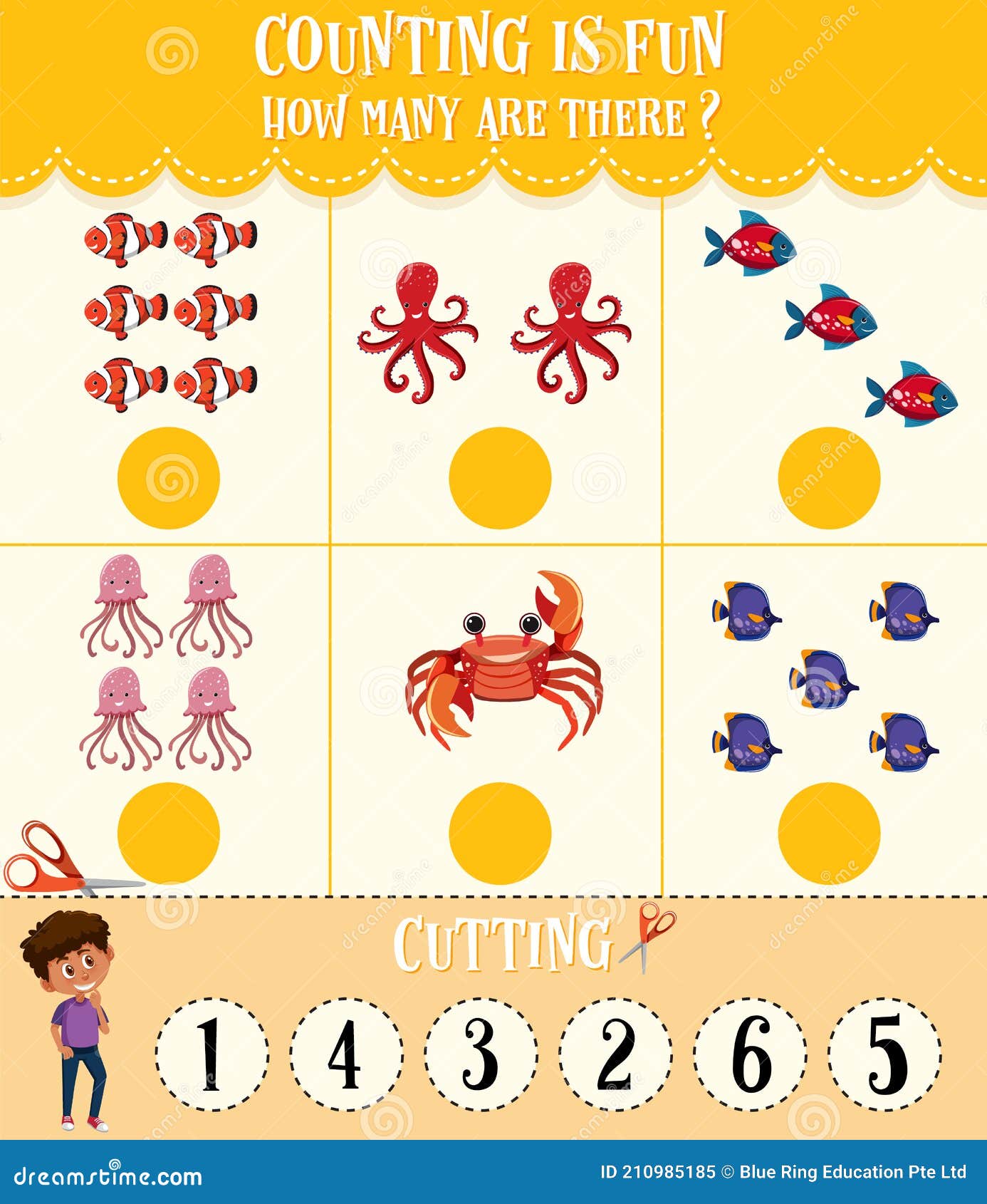 Math Count Number Worksheet Stock Vector - Illustration of homework ...