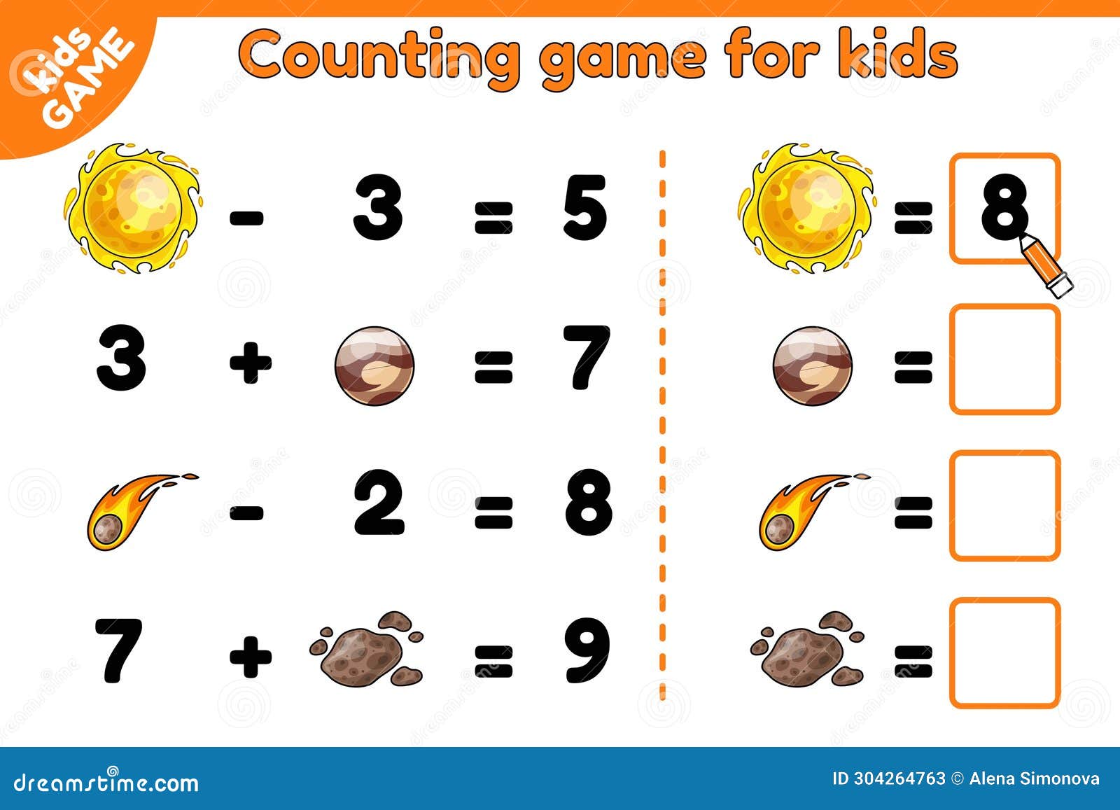 Space Counting Game With UFO, Planets, Stars. Math Activity For ...