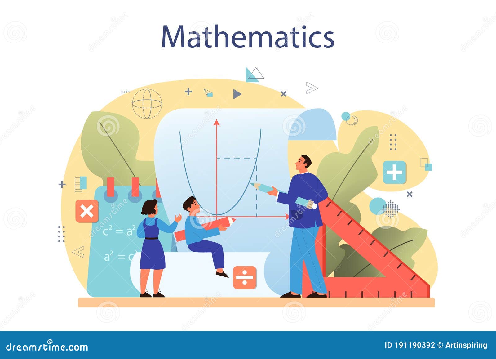 Math Course Concept. Learning Mathematics, Idea of Education Stock ...