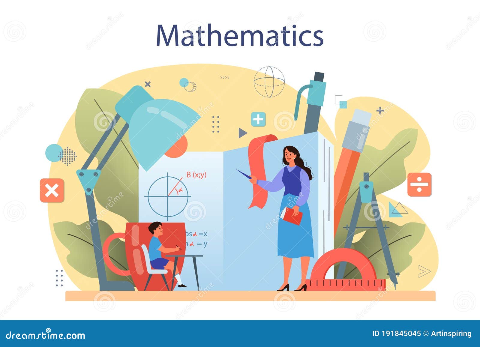 Math Course Concept. Learning Mathematics, Idea of Education Stock ...