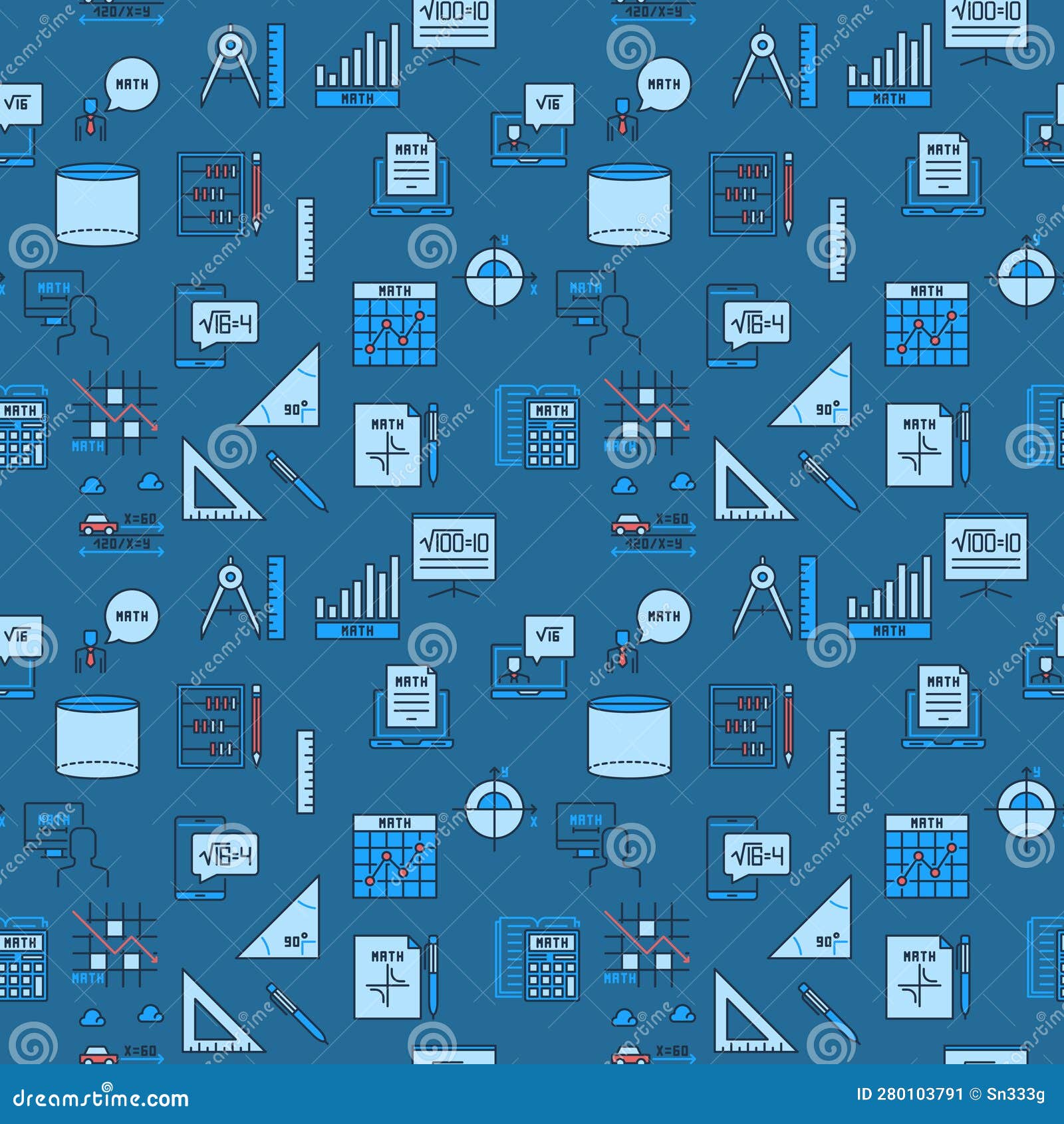 Math Creative Seamless Pattern. Mathematics Science Colored Vector ...