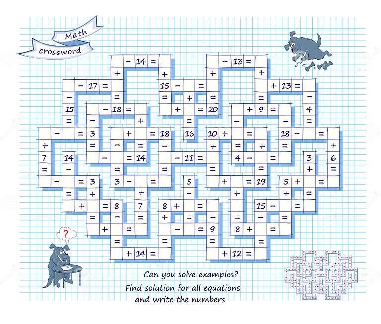 Math Crossword. Can You Solve Examples? Find Solution for All Equations ...