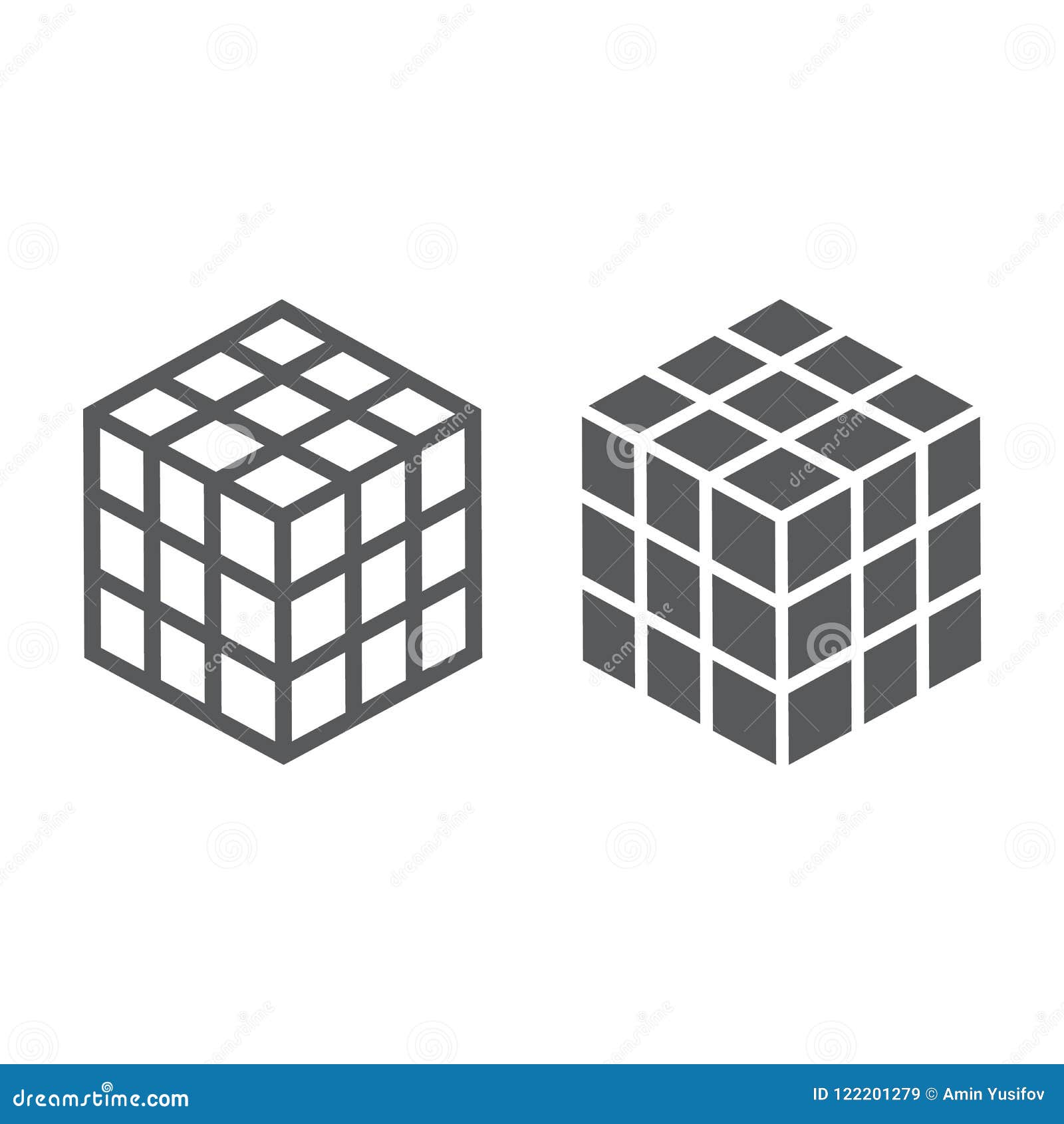 Math Cube Line and Glyph Icon, Block Stock Vector - Illustration of ...