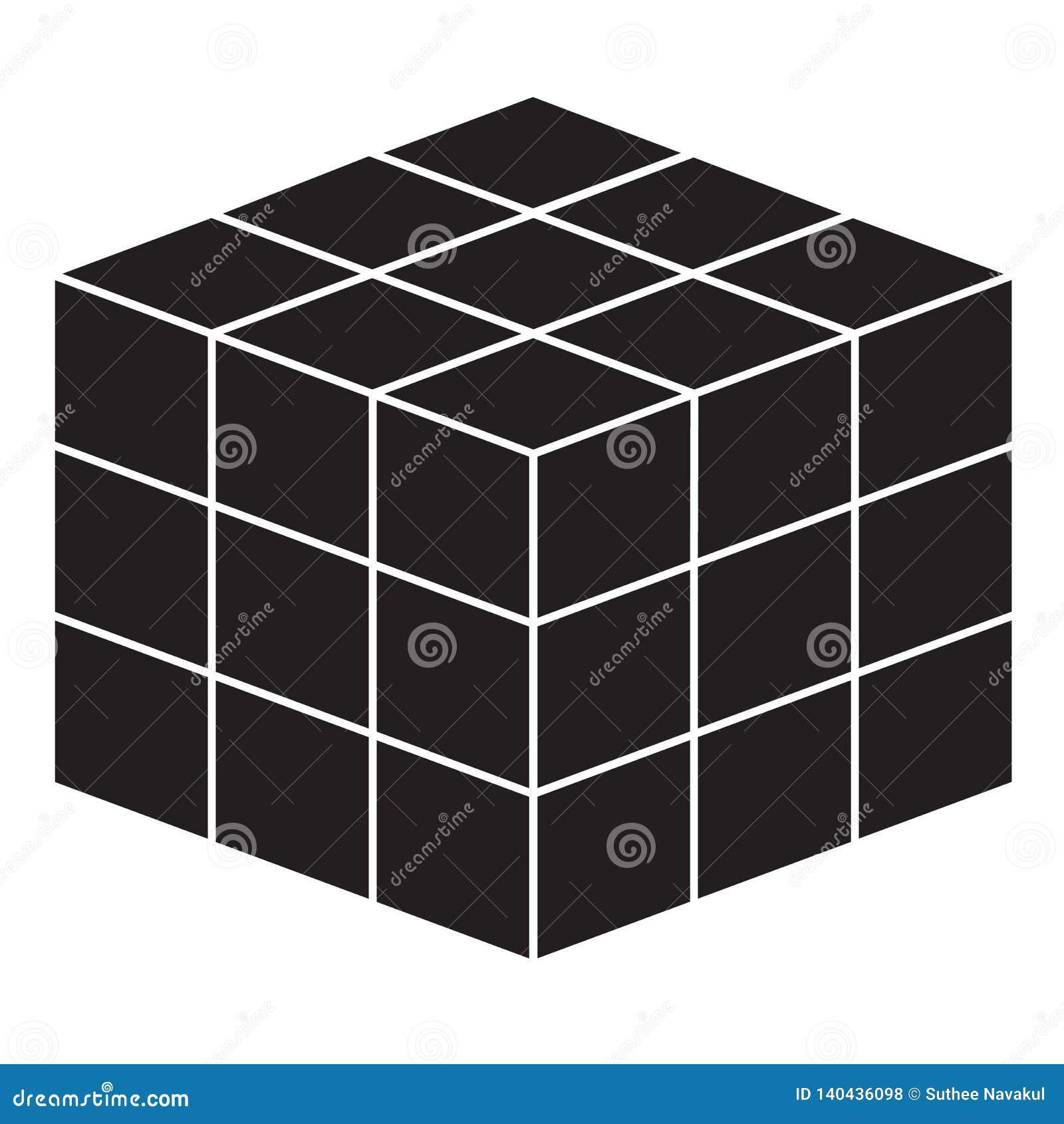 Math Cube Line Icon on White Background. Flat Style. Simple Geometric ...