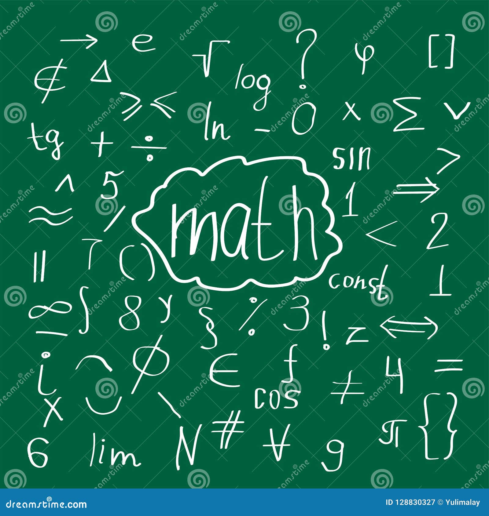 Math doodle green stock vector. Illustration of cosine - 128830327