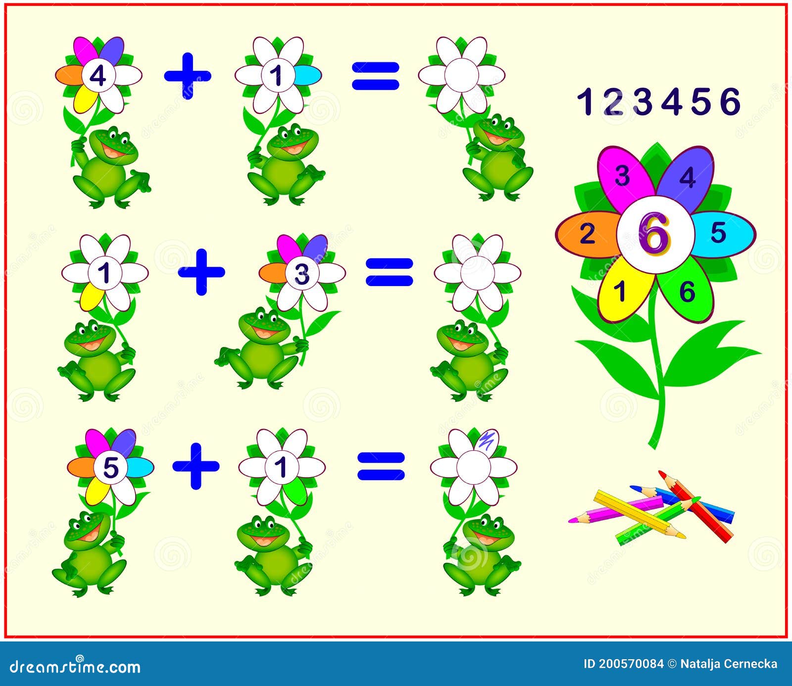Math Education for Children. Count the Petals and Paint Them in Correct ...