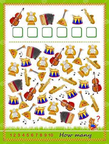 Math Education for Children. Logic Puzzle Game. Count Quantity of ...