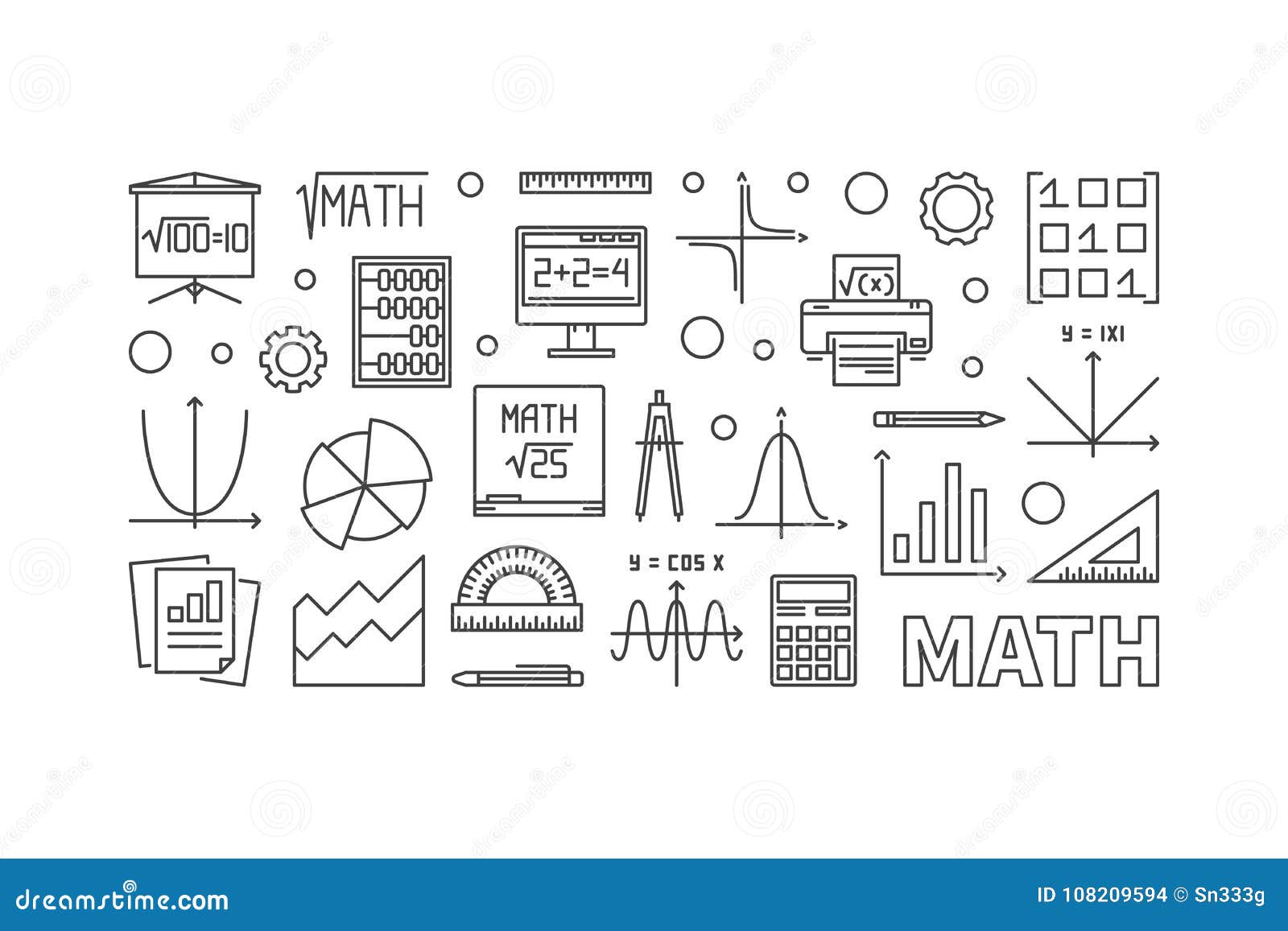 Math Education Concept Horizontal Banner Stock Vector - Illustration of ...