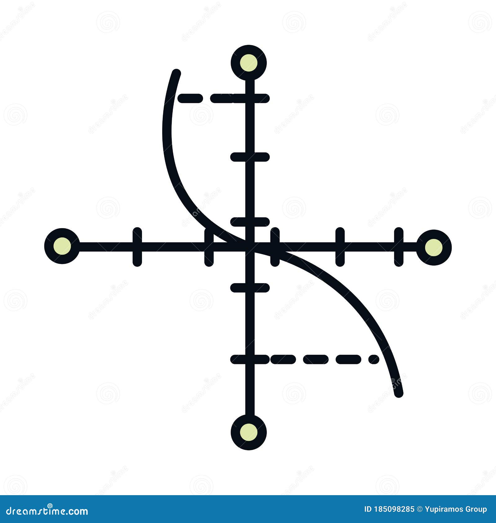 Math Education School Science Cartesian Graph Line and Fill Style Icon ...