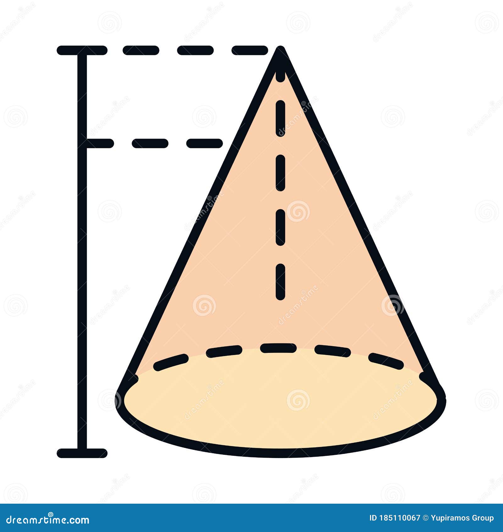 Math Education School Science Geometric Figure Cone Line and Fill Style ...