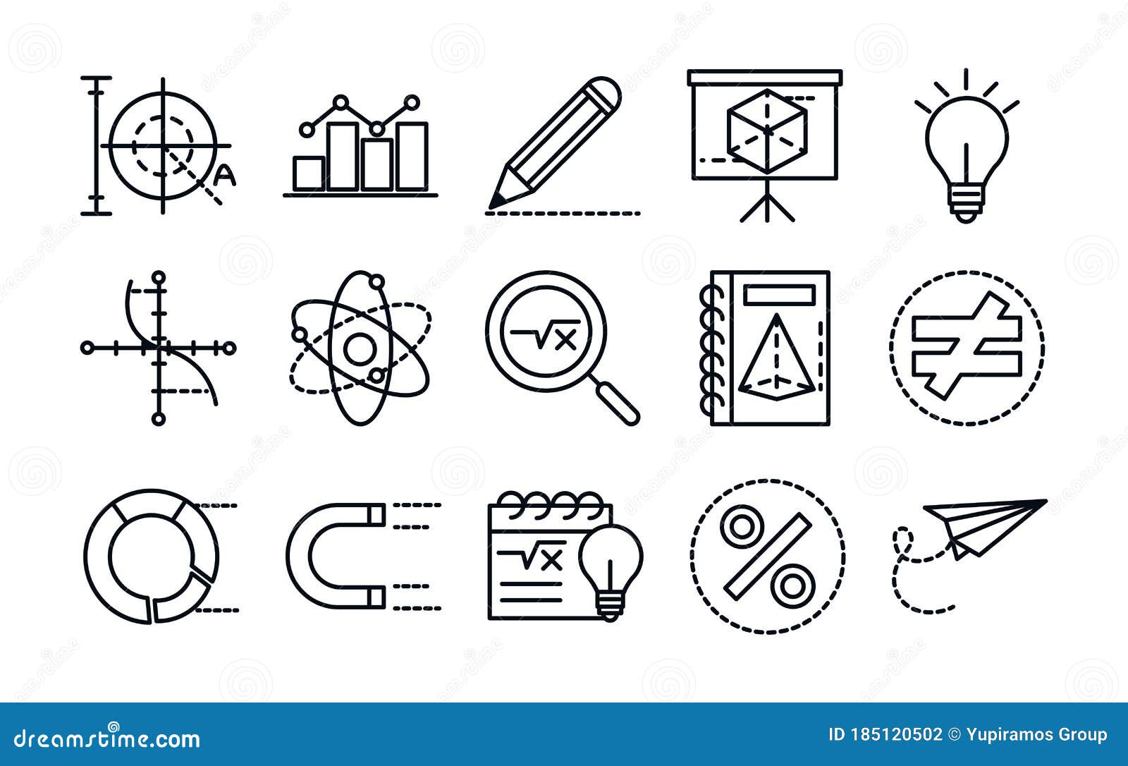 Math Education School Science Icons Collection Line and Style Stock ...